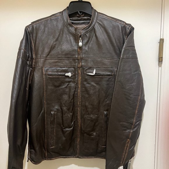 WILDA LEATHER | Jackets & Coats | Distressed Retro Biker Cafe Racer ...